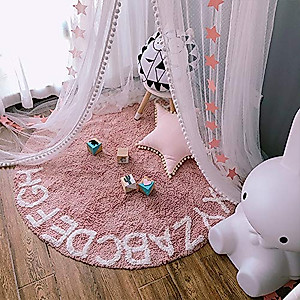 Volowoo Bed Canopy for Kids,Princess Canopy Hanging Mosquito Net for Baby Crib Nursery Room, Out Door Events,Woodland Nursery Decor,with Star (Pink, S (Bottom Circumference 640cm))