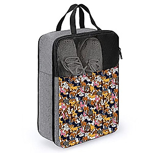 Frcavbin Dog Face Puppy Travel Shoe Bag Shoes Carrier with Handle and Zipper Foldable Shoe Puches Organizer for Home storage School starts