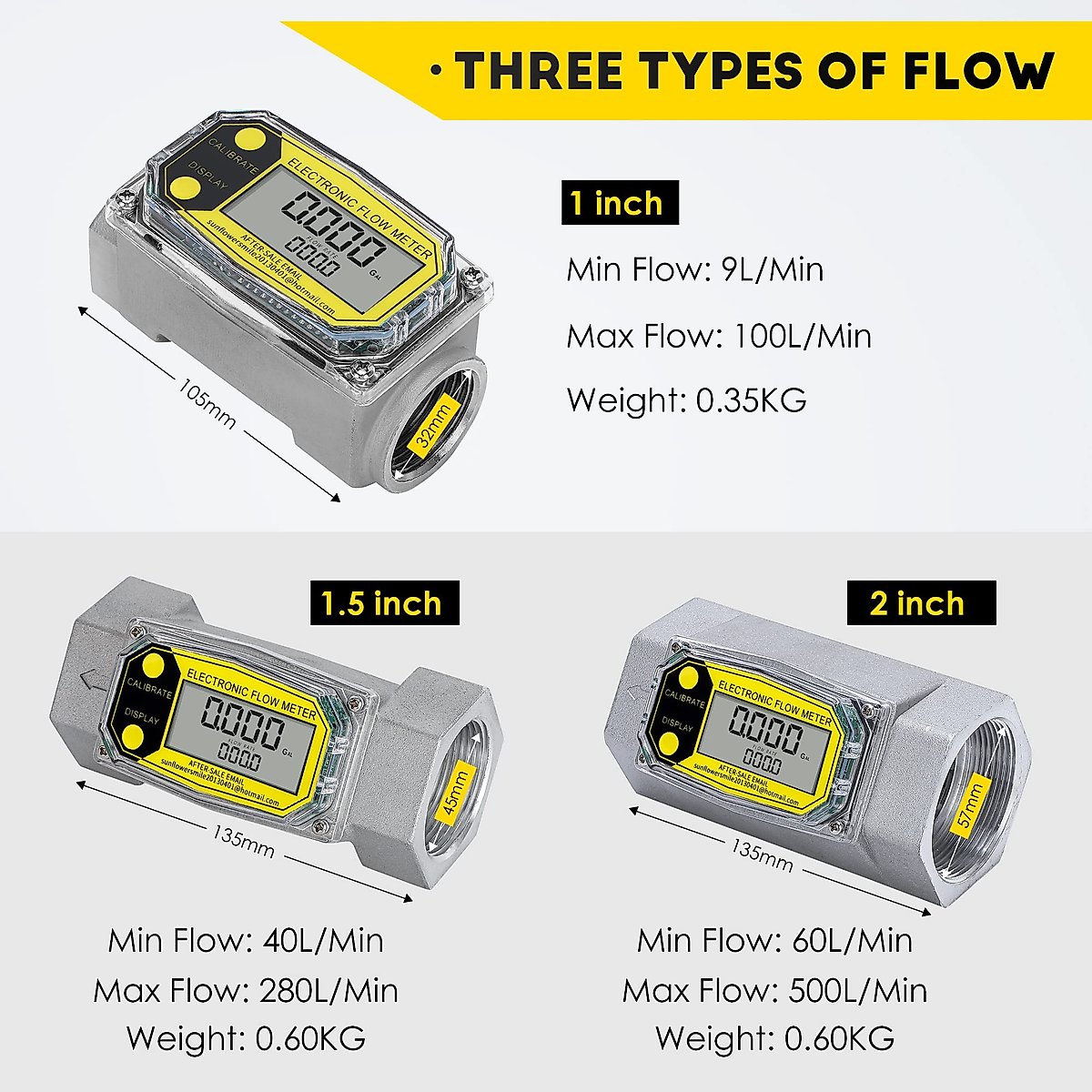 CGOLDENWALL 1-inch Digital Fuel Meter, Turbine Water Flow Meter with Two 1inch NPT Adapters, Gallon Flow Meter for Liquids with Flow Rate 2.5-26GPM, Inline Flowmeter for Diesel Kerosene Gasoline etc.