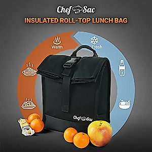 Insulated Lunch Bag | Adult Lunch Bag | Reusable Lunch Bags | Thermal Lunch Bag | Lunch Bag with Strap | Lunch Bag for Men | Women Lunch Bags for Work | Lunch Bags for Women (Black)