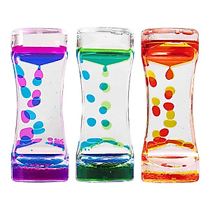 Narwhal Novelties Liquid Motion Bubbler for Kids and Adults - Hourglass Liquid Bubbler/Timer for Sensory Play Toys, Fidget Toy and Stress Management (3 Pack)