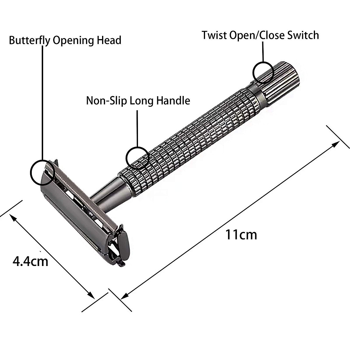 LEYMIGA Butterfly Double Edge Razor with 10 Premium Blades, Metal Classic Manual Single Blade Safety Razor for Men Women, Wet Shaving Shaver Fits Double Edge Blade, Safe Quick to Change Blade