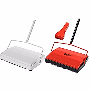JEHONN Carpet Floor Sweeper Manual with Horsehair, Rotor Brush Heavy Duty for Pet Hair Clean