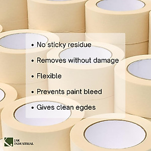JAK Industrial 6 Rolls - 2 Inch Masking Tape for General Purpose/Painting - 60 Yards per roll