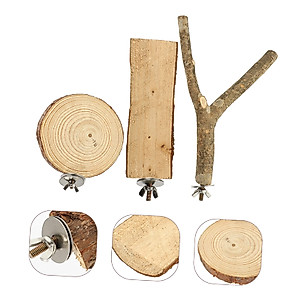 HANABASS 3pcs Parrot Standing Stick Natural Bird Perches Parrot Exercise Toys Hamster Teeth Grinder Parakeet Cage Perch Hamster Supplies Bird Cage Accessories Bird Tree Pet Toy Wooden