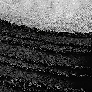 Longhui bedding Black Throw Pillow Covers for Couch Sofa Bed, Cotton Linen Decorative Pillows Cushion Covers, 18 x 18 inches, Set of 2, No Inserts