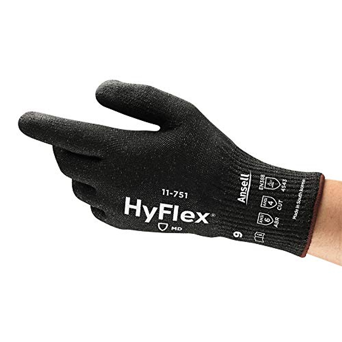 HyFlex 11-751 Cut Protection Gloves - Medium Duty, High Cut Resistance, Comfortable, Size X Large