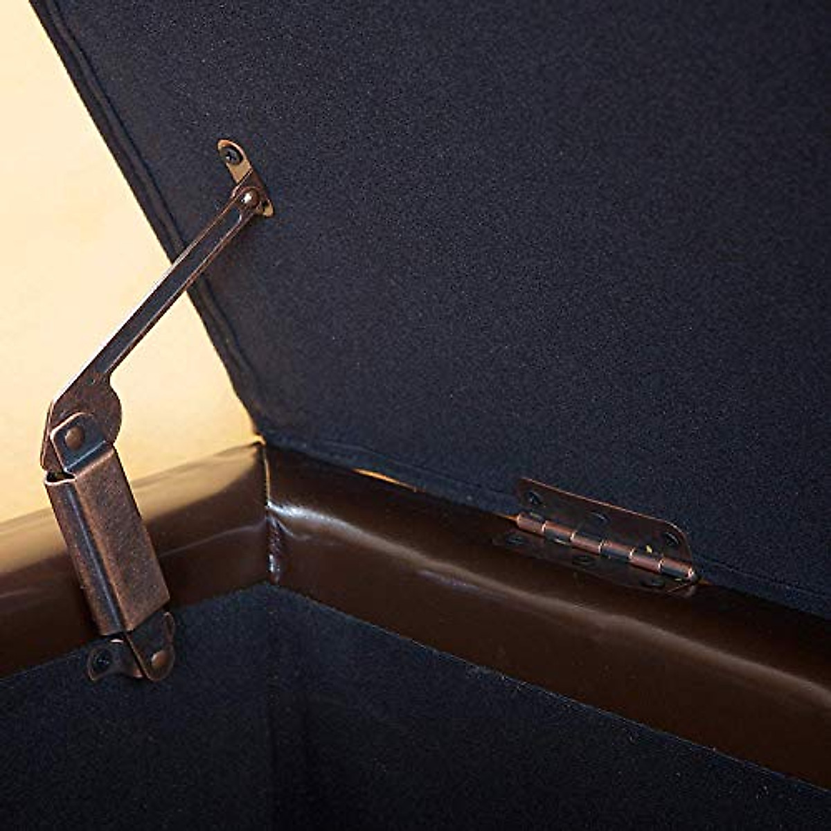 DECO DE VILLE Storage Ottoman, 51 Inch Storage Bench, PU Leather Ottoman Bench for Living Room, Bedroom and Entryway,Brown