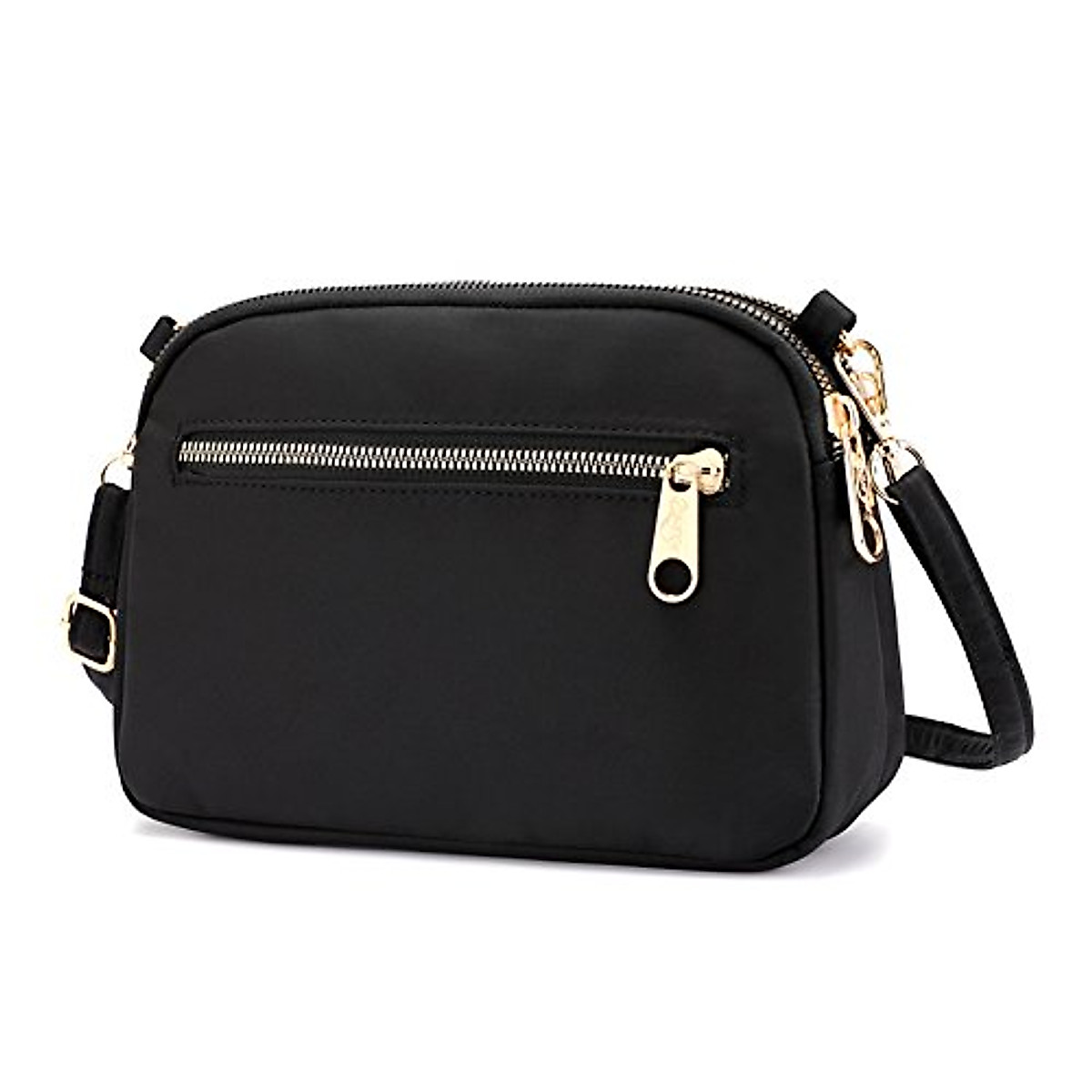 Collsants Small Crossbody Purse Mini Nylon Travel Shoulder Bag Multi Zipper Pockets (Black)