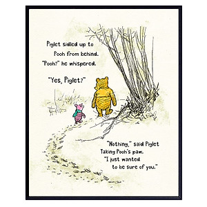 Winnie Wall Art & Decor - Pooh Kids Wall Art - Girls Bedroom Decor - Little Boys Room Decor - Baby Nursery Decor - Wall Decor for Toddlers - Inspirational Positive Quotes A. A. Milne Poster 8x10