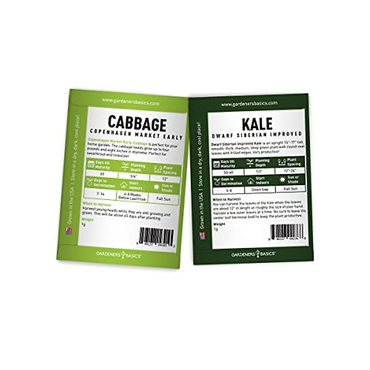 Power Greens Seeds for Planting Individual Packets 5 Variety Pack - Arugula, Spinach, Swiss Chard, Kale, Cabbage Seeds for Your Heirloom Salad, Winter, Fall and Cool Weather Garden by Gardeners Basics