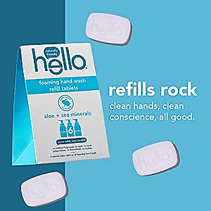 hello Foaming Hand Soap Tablets for Refilling, Dissolvable Hand Soap with Aloe and Sea Minerals Fragrance, Plant Based Soap Ingredients, No Harsh Preservatives, 6 Pack, 0.31 OZ Each