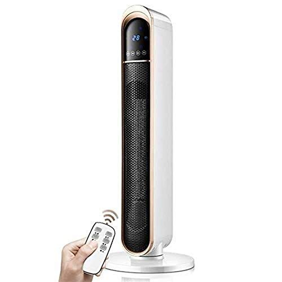 Outdoor Garden Heater Oscillating PTC Ceramic Heater - Remote Control Upright Heater Internal Oscillation 12 Hour Timer & 2 Heat Settings Thermostat and Safety Cut-Off Patio Heater
