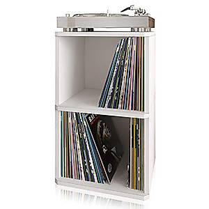 Way Basics Vinyl Record Storage - 2 Tier Book Shelf Turntable Stand (Fits 170 Albums)