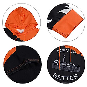 LUKYCILD Halloween Sweatshirts for Women Never Better Skeleton Shirt Long Sleeve Spooky Season Sweatshirt Skeleton Shirt