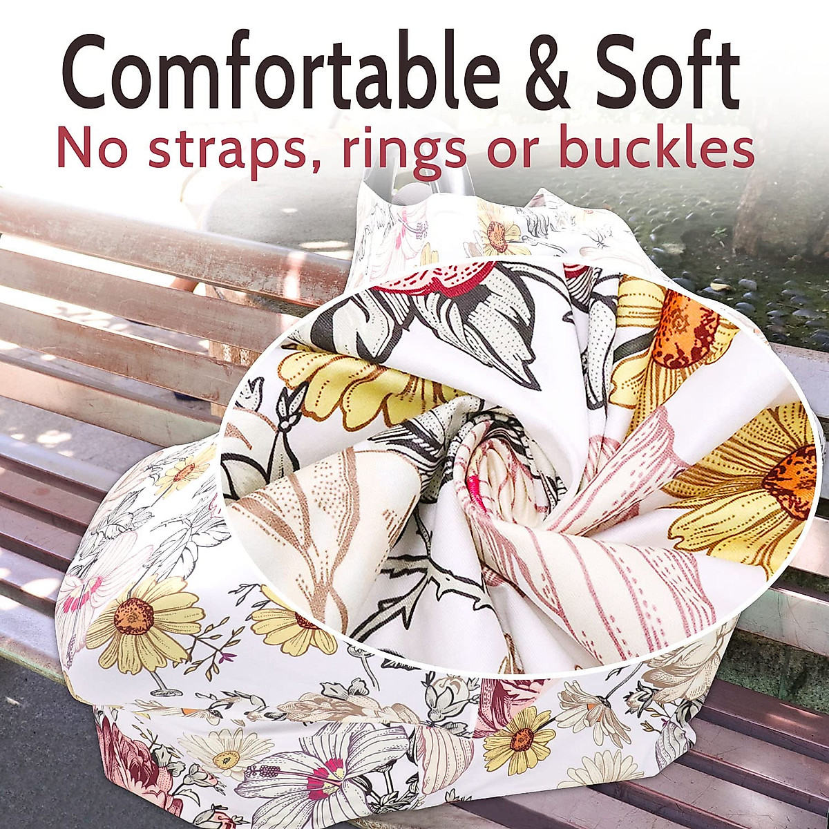 HNHUAMING Floral Baby Car Seat Cover Girls, Infant Carseat Canopy, Floral Baby Poncho for Girls, Toddler Minky Wear Hooded Warm Winter Outerwear Capes Poncho Coat With Zipper