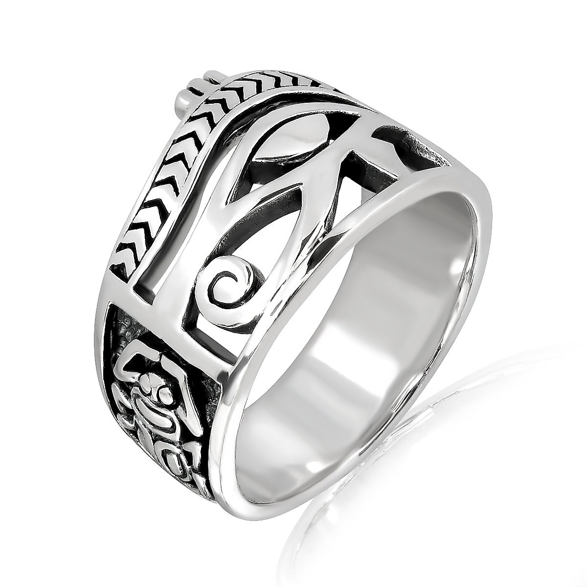 WithLoveSilver 925 Sterling Silver Ancient Egyptian Eye of Horus Symbol of Protection Ring (12)