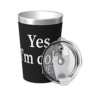 Yes I'M Cold Insulated Stainless Steel Tumbler 12 Oz Thermos Come With Straw Leak-Proof Travel Mug Cup
