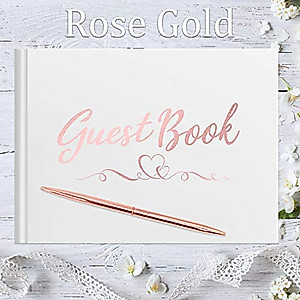 Wedding Guestbook and Wedding Pen Set - Rose Gold 100 Page Guest Book Set