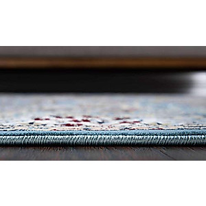 Unique Loom Narenj Collection Classic Traditional Textured Hunting Design Area Rug, 8 ft x 10 ft, Blue/Tan