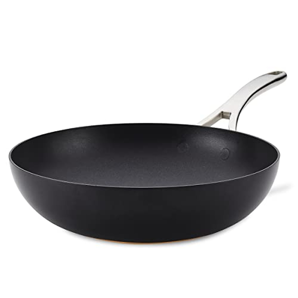 Anolon Nouvelle Copper Hard Anodized Nonstick Wok/Stir Fry Pan/Wok Pan - 12 Inch, Onyx Black