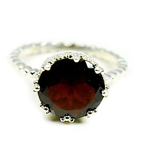 55Carat Genuine Red Garnet Ring Sterling Silver Round Shape Healing January Birthstone for Men & Women