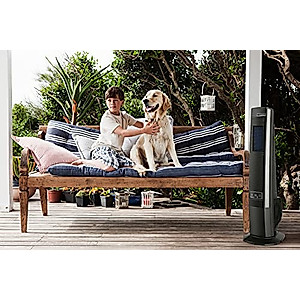 Lasko 42" Portable Outdoor Tower Fan with Bluetooth Technology for Decks, Patios and Porches with 4 Speeds, Night Mode, Internal Oscillation, Black, YF200