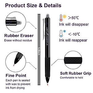 Erasable Gel Pens, 15 Pack Black Retractable Erasable Pens Clicker, Fine Point, Make Mistakes Disappear, Black Inks for Writing Planner and Crossword Puzzles…