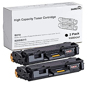 SAIBOYA Remanufactured 2PK B205 Black Toner Cartridge Replacement for Xerox 106R04347 106R04346 for Xerox B205 MFP B205NI B210 B210DNI B215 MFP B215DNI Printers 3,000 Pages
