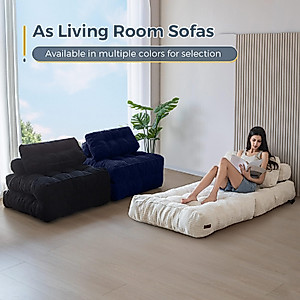 MAXYOYO Folding Sofa Bed, Convertible Sleeper Chair with Pilow Foldable Matress with Back Support, Portable Fold Out Chair Bed Comfy Floor Sofa Lounge for Living Room, Single