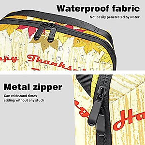 Travel Cord Organizer, Tech Organizer, Electronics Organizer, Cable Organizer Bag, Thanksgiving Turkey Pumpkin Maple Leaves Fall