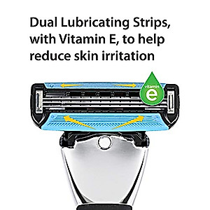 Amazon Basics 3-Blade Razor Refills for Men with Dual Lubrication, 12 Cartridges (Fits Amazon Basics Razor Handles only) (Previously Solimo)