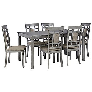 Signature Design by Ashley Jayemyer 7 Piece Dining Room Set, Includes Table and 6 Chairs, Dark Gray