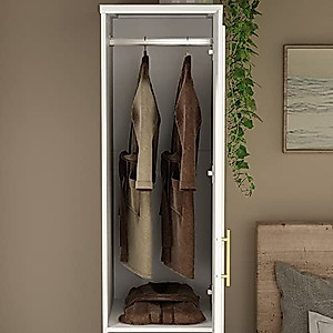 ECACAD Slim Wardrobe Armoire with 2 Doors, 3-Tier Shelves & Hanging Rod, Wooden Closet Storage Cabinet for Bedroom, White (15.7”W x 19.3”D x 74.8”H)