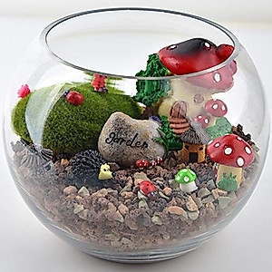 Zealor Miniature Ornaments Kit Fairy Garden Accessories Set Terrarium Kit Miniature Houses and Figurines Garden Decor