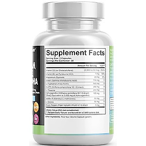 Clean Nutraceuticals GABA 750mg 5 HTP 200mg L Tryptophan 500mg L Theanine 200mg Ashwagandha 3000mg SAM-e L-Glycine - Mood Support Vitamins for Women and Men with L-Tyrosine - Count