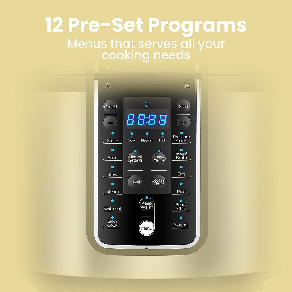 COMFEE’ 6 Quart Pressure Cooker 12-in-1, One Touch Kick-Start Slow Cooker & Rice Cooker, 6-in-1 Stainless Steel Multi Cooker, 2 QT, 8 Cups Cooked(4 Cups Uncooked), Brown Rice, 6 One-Touch Programs