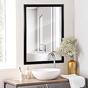Oteymart Rectangular Wall Mirror 24" x 36" for Bathroom, Bedroom, Entryway, Living Room, Vanity, Black