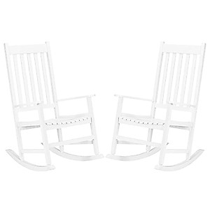 Outdoor & Indoor Rocking Chair Set of 2, All-Weather Porch Rocker with 400 lbs Weight Capacity, Front Porch Rocking Chairs, for Backyard, Lawn, Fire Pit, Patio and Garden, White