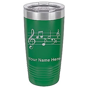 LaserGram 20oz Vacuum Insulated Tumbler Mug, Music Staff, Personalized Engraving Included (Green)