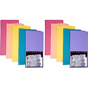 New Paradise Heavy Duty Plastic Disposable & Reusable Table Covers, Rectangular Size 54" x 108" (10 Count) - Llama Fiesta Rainbow Combo