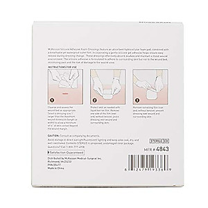 McKesson Hydrocellular Foam Dressings, Sterile, Silicone Adhesive with Border, Dimension 4 in x 4 in, Pad 3 in x 3 in, 10 Count, 1 Pack
