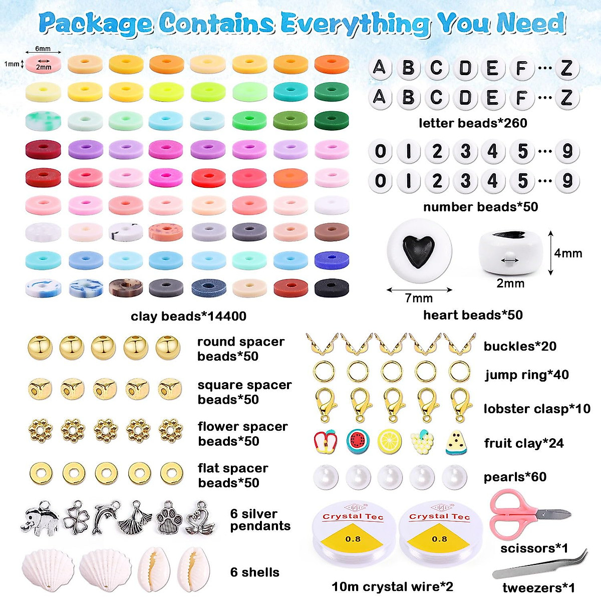 15130pcs Clay Beads for Bracelet Making Kit, 72 Colors Polymer Flat Heishi Beads for Jewelry Making with Charms, Friendship Bracelet Kit with Letter Beads for Adults, 4 Boxes