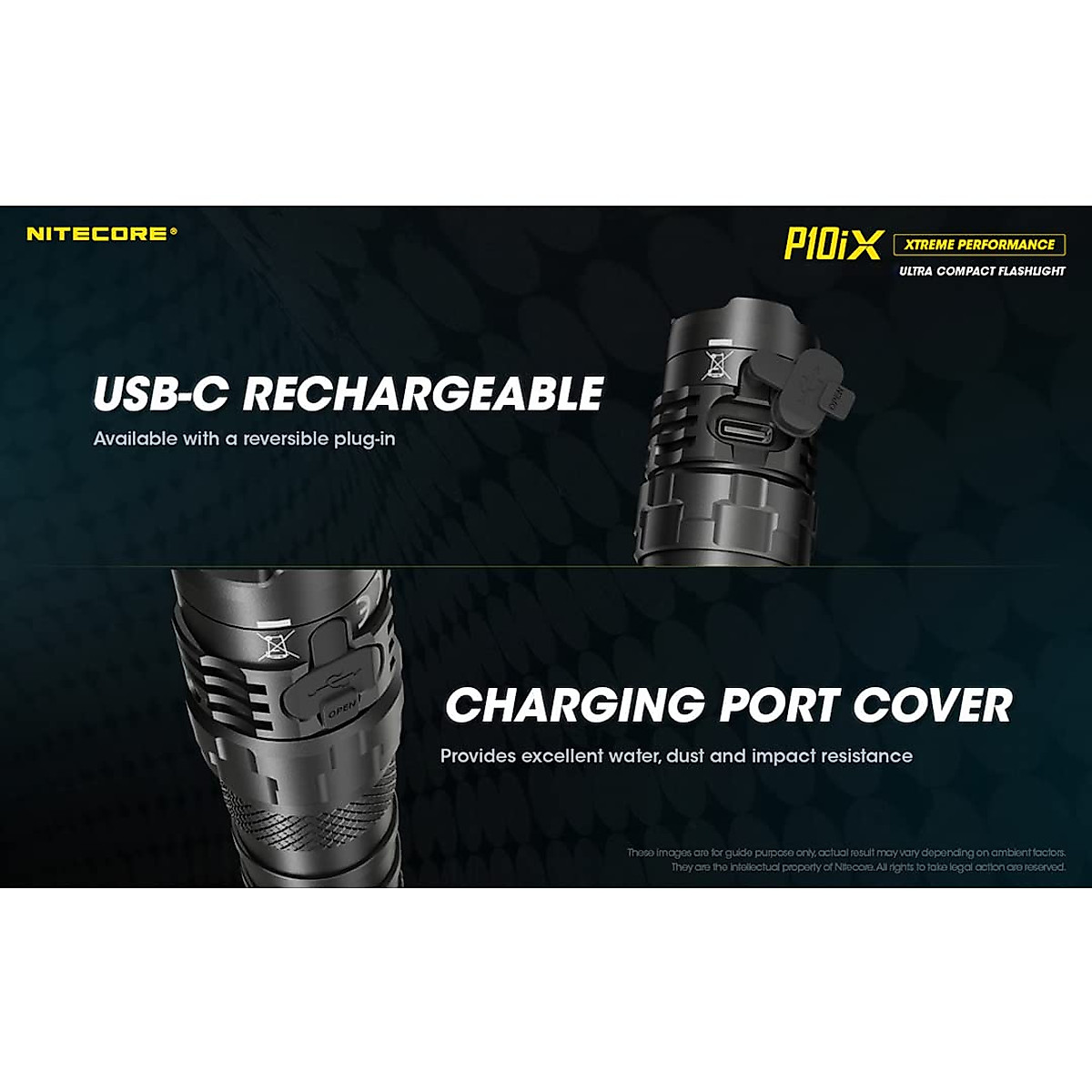 Nitecore P10iX Tactical Flashlight Floodlight, 4000 Lumen LED USB-C Rechargeable Super Bright Compact with LumenTac Organizer