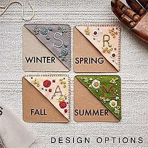 2023 New Personalized Hand Embroidered Corner Bookmark, Custom Seasonal Themes Felt Corner Page Book Marks for Women Cute, Cross Stitch Bookmark Accessories for Book Reading Lovers (Z - 4PC)