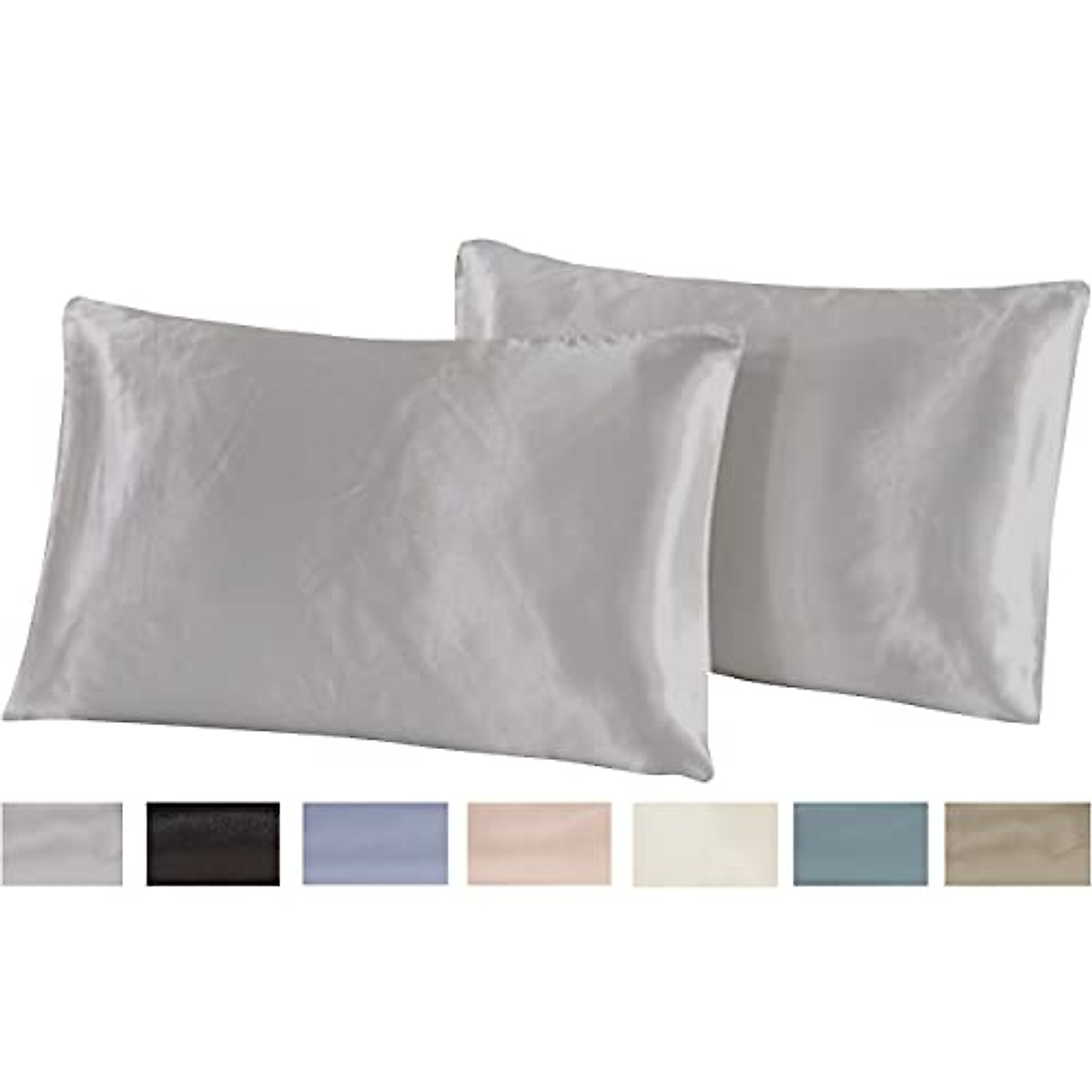 Satin Radiance Soft Satin Silk Sheets Solid Color Deep Pocket Twin Size Satin Bed Sheet Set Cooling And Soft Fitted Satin Bedding + Satin Pillowcase(s) Durable, Breathable, Silver, Grey, 3-piece