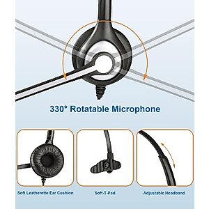 Wantek Cell Phone Headset with Microphone Noise Cancelling for PC,3.5mm Jack,Volume Control,Wired Computer Headset for Zoom Skype,for Office,Business, Call Center, Clear Chat