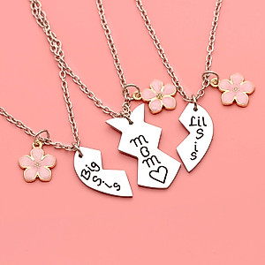 Maxforever 3Pcs Mother Daughter ,Mom Big / Lil Sis Pendant Necklaces Birthday Mother's Day Chirstmas Gifts