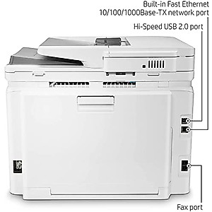 HP Color Laserjet Pro M283fdwA Wireless All-in-One Laser Printer, Print Scan Copy, Remote Mobile Print, Auto 2-Sided Printing, 22 ppm, 250-Sheet, Works with Alexa, Bundle with JAWFOAL Printer Cable
