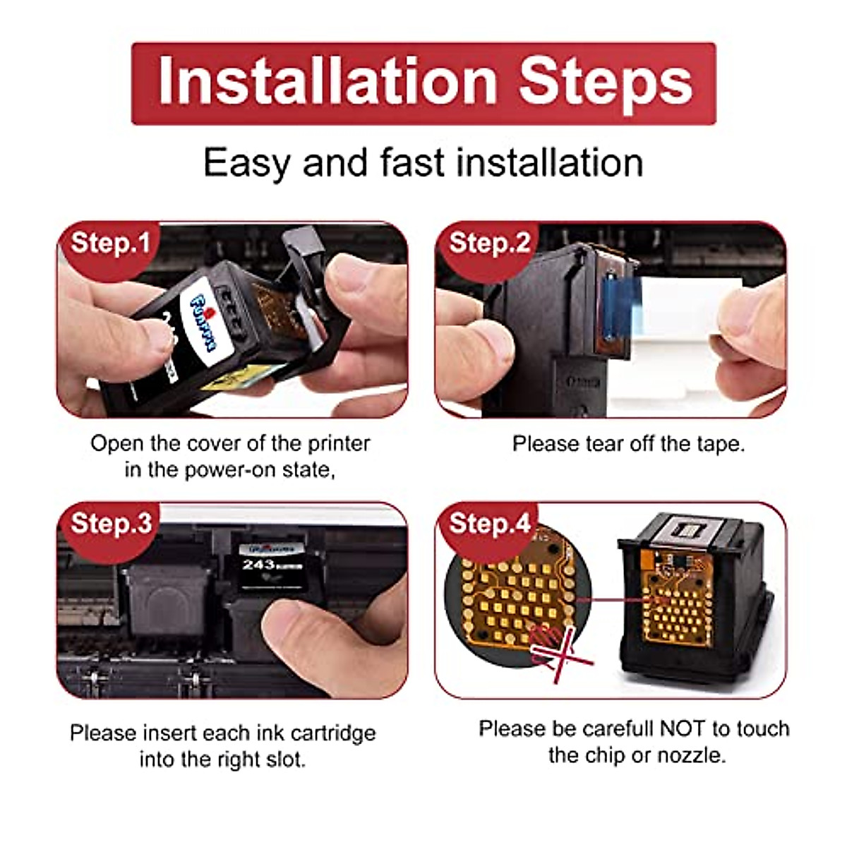 Funrrie 243 and 244 Ink Cartridges for Canon Ink cartridges 243 and 244 for Canon 243 Black Ink PG-243 Black PG 245XL CL 246XL for Canon mg2522 Ink Cartridges Pixma TS3120 TS3122 MX492 TR4520 MG2525